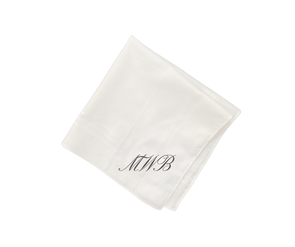 Mens White Cotton Handkerchief Embroidered Gift - elaundry Mens White Cotton Handkerchief Embroidered Gift - elaundry